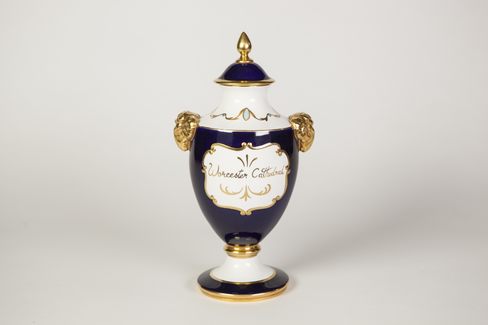 CAVERSWALL CHINA TWO HANDLED VASE, hand painted with a view of ...