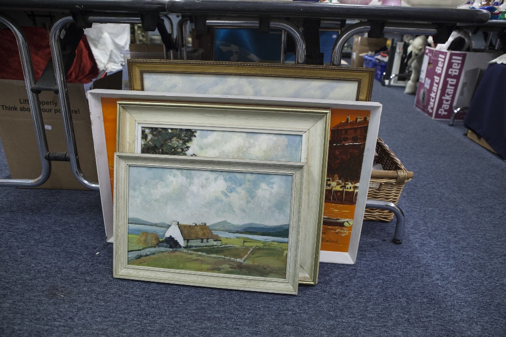W.H. STOCKMAN OIL PAINTING BRIXHAM HARBOUR 17" X 29" FOUR OTHER ...