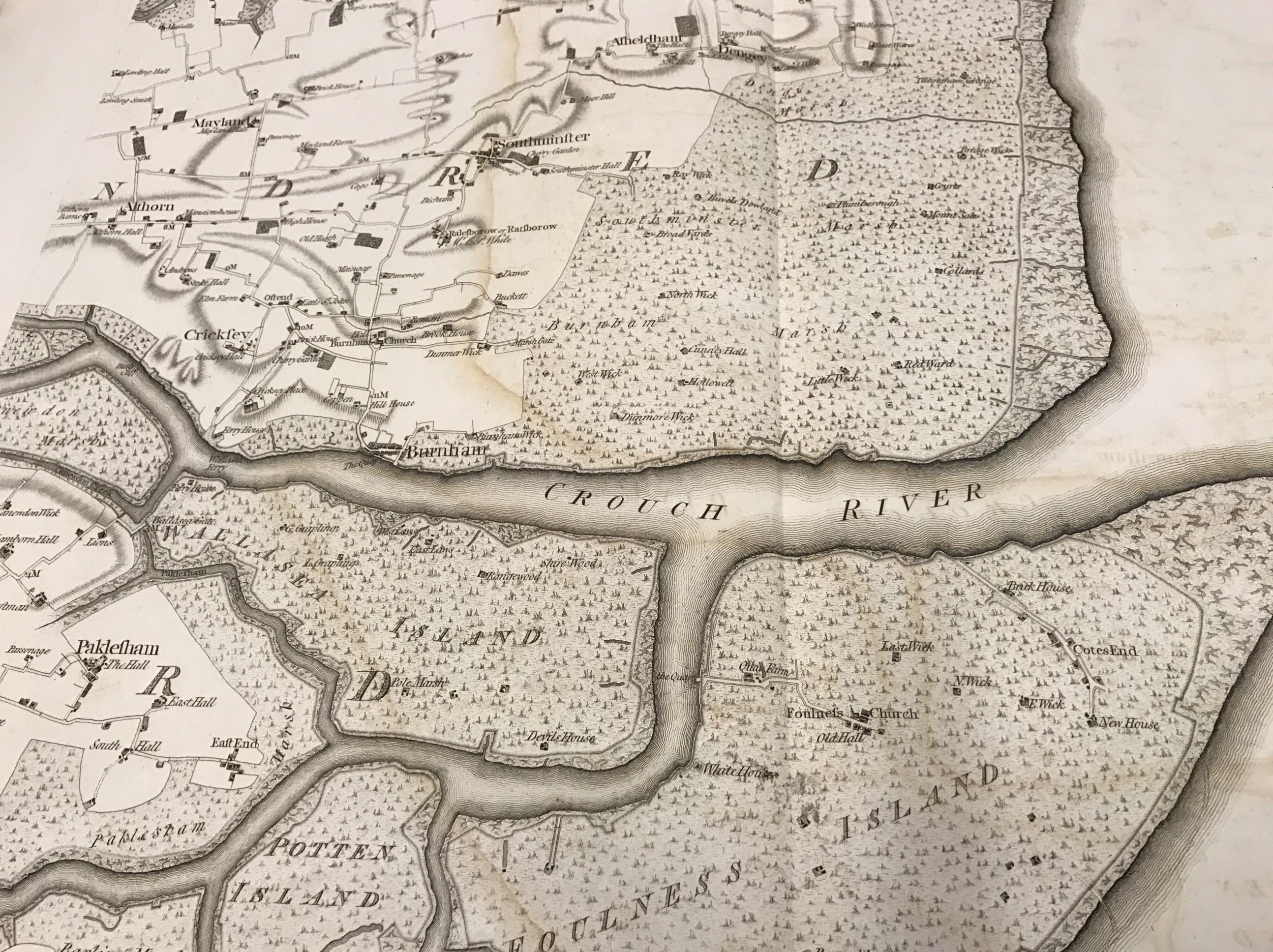 Four unframed Chapman & Andre maps of Essex c. 1776 including Shoebury ...