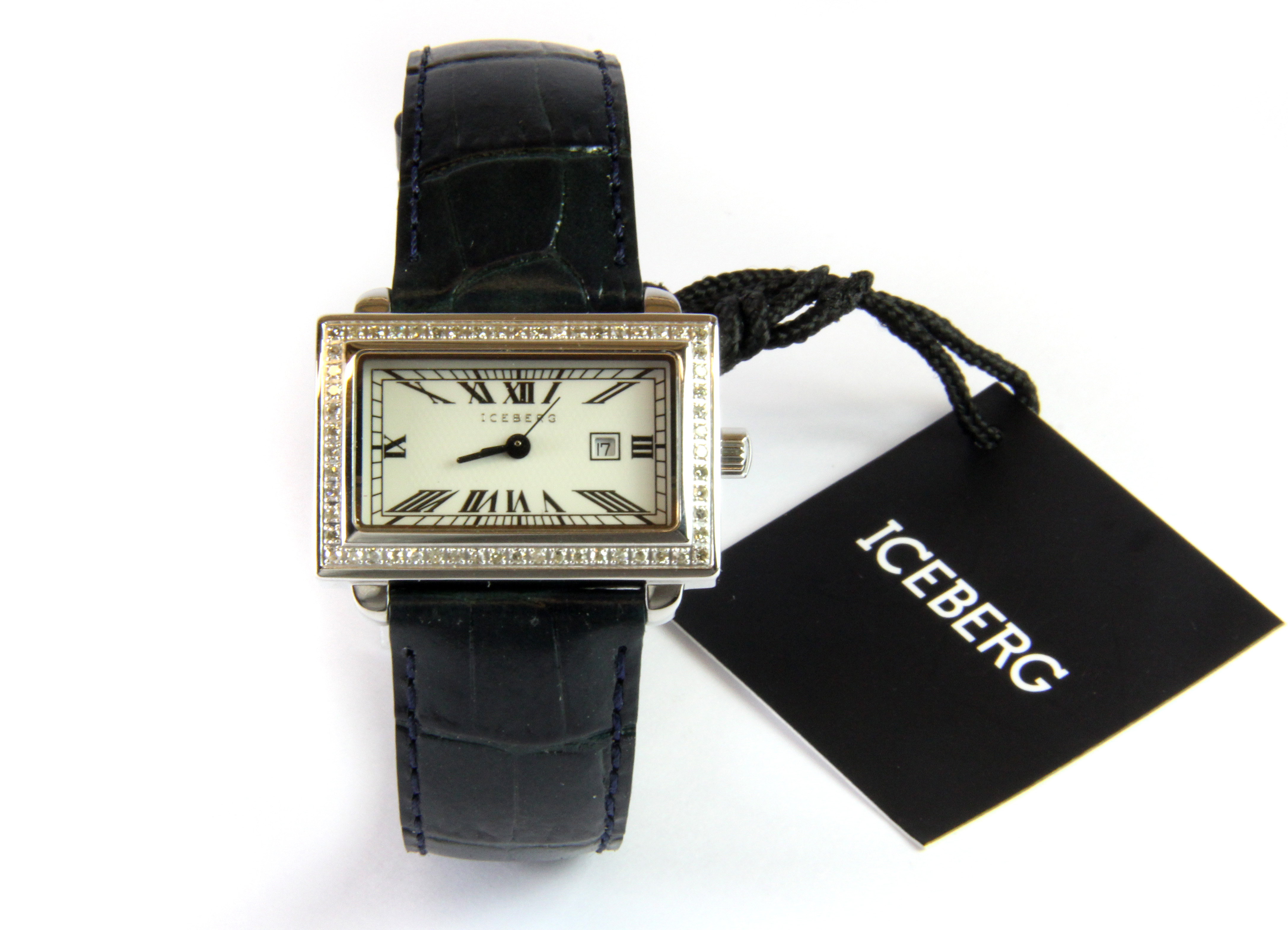 An unused gentleman's Iceberg diamond set stainless steel wrist watch ...