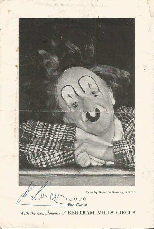 Nicolai Poliakoff signed Coco the Clown page from Bertram Mills Circus ...