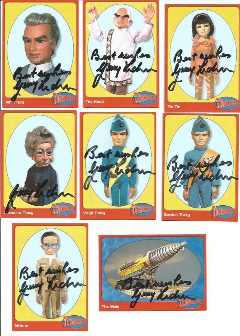 Thunderbirds Gerry Anderson signed collection. Twenty 4 x 3 inch colour ...