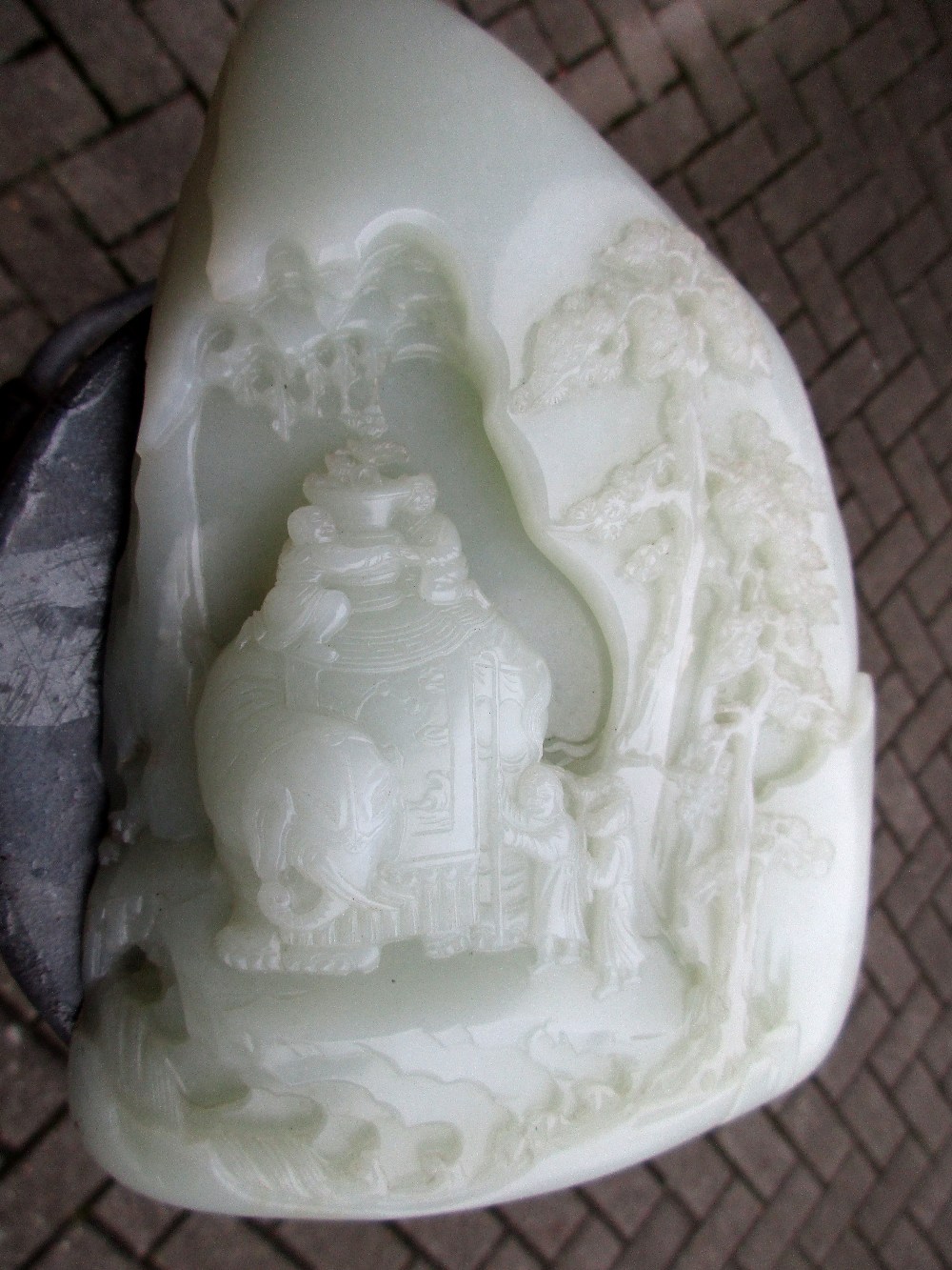 A pale green nephrite jade boulder carving, Qing Dynasty, 18th century ...