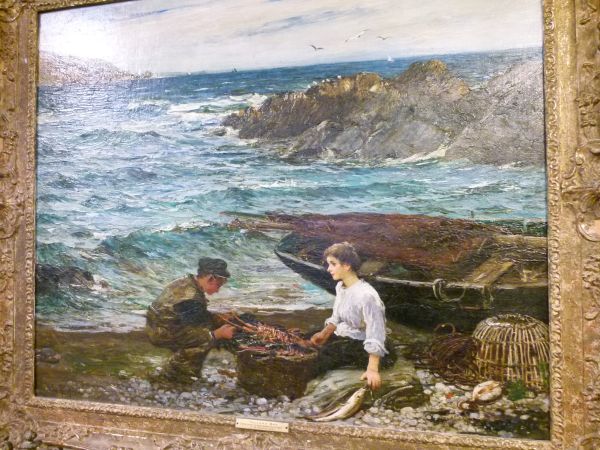 John Robertson Reid (1851-1926) - Oil on canvas - Cornish coastal scene ...