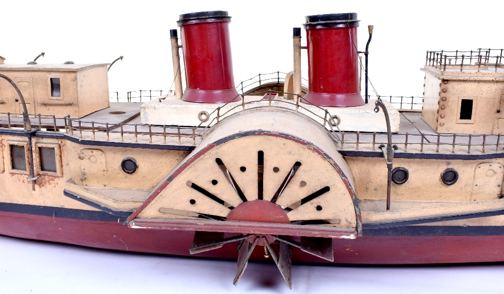 A Scratch Built Wooden Model Of A Two Funnel Paddle Steamer,originally ...
