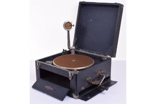 A Cliftophone portable gramophone,With Cliftophone horizontal soundbox ...