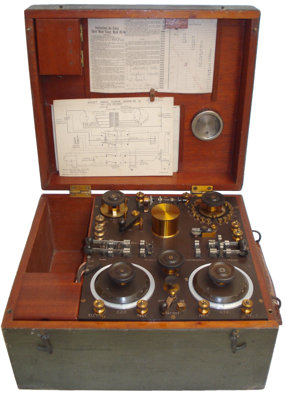 A very rare and fine Marconi Short Wave Tuner Mark III trench set,1917 ...