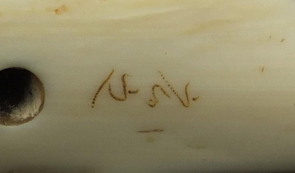 Japanese carved ivory Netski in the form of an octopus on a Sperm Whale ...