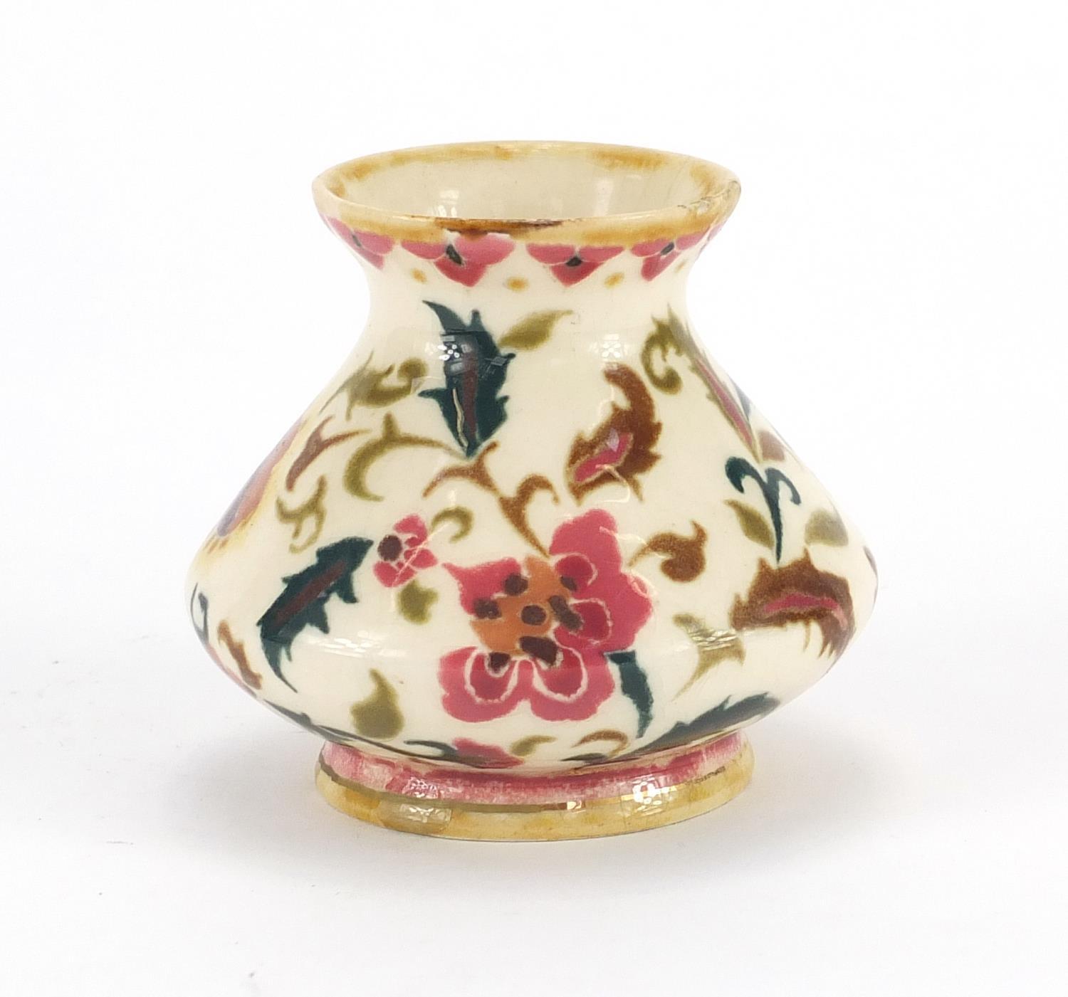 Zsolnay Pecs pottery vase hand painted with stylised flowers, factory ...