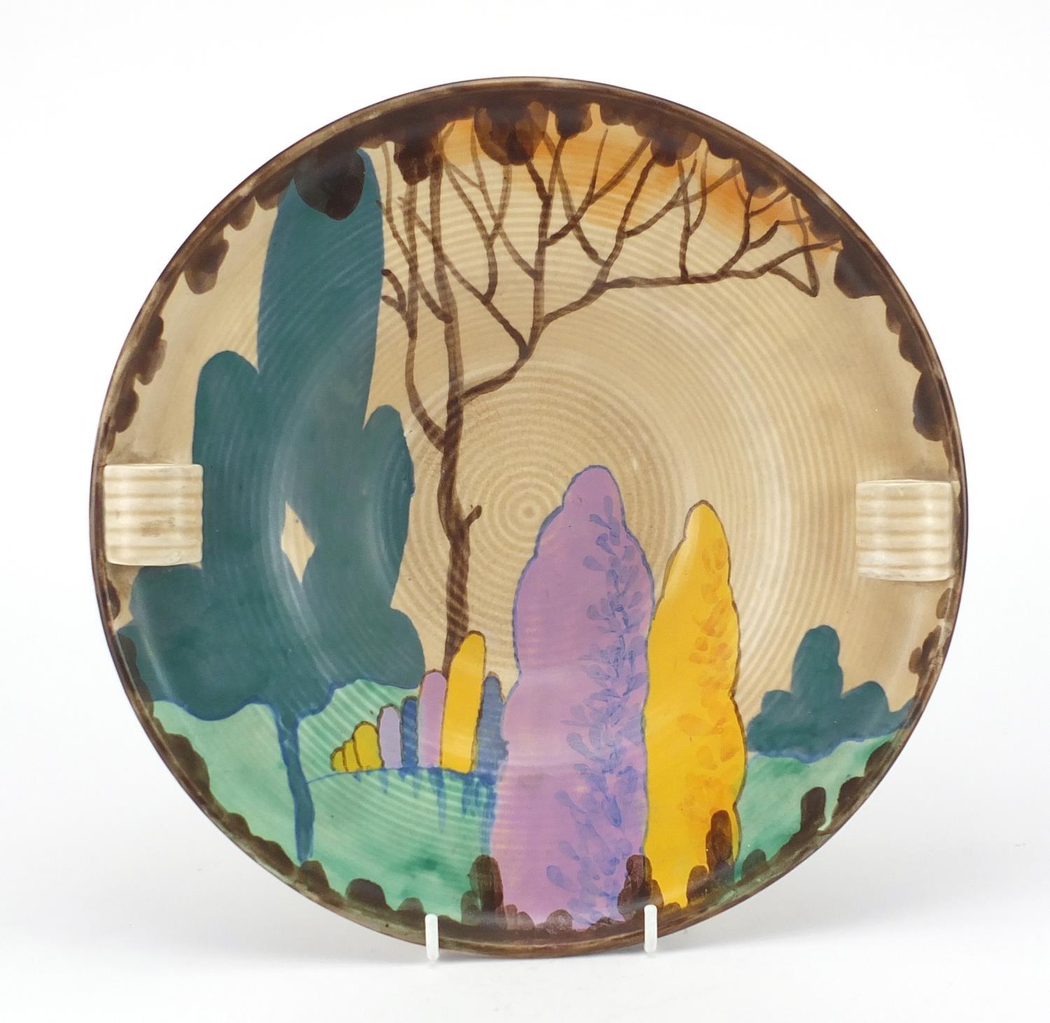 Art Deco Beswick bowl with ring handles, hand painted with trees ...