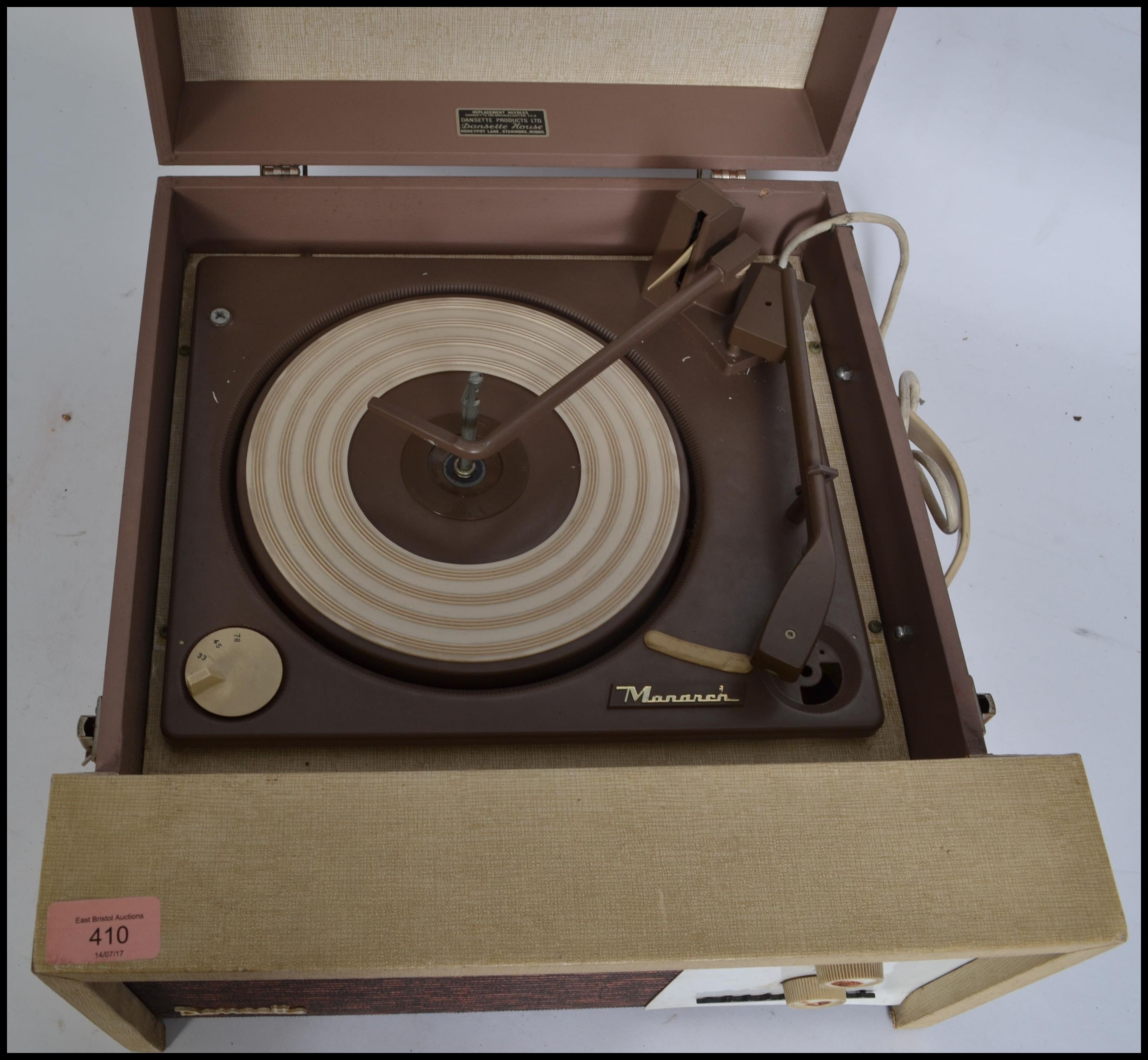 A vintage mid 20th century Dansette Challenge 106 vinyl record player ...