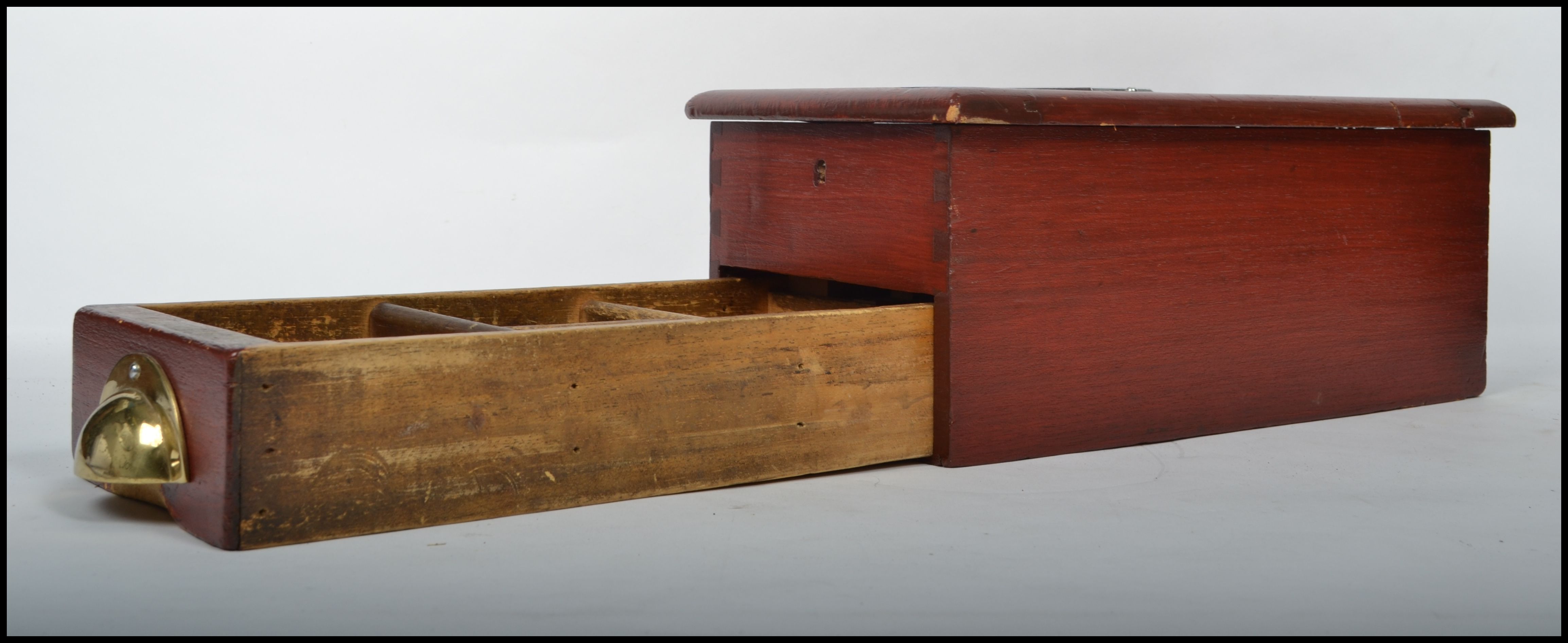 A vintage 20th century wooden cash till / shop register, with metal ...