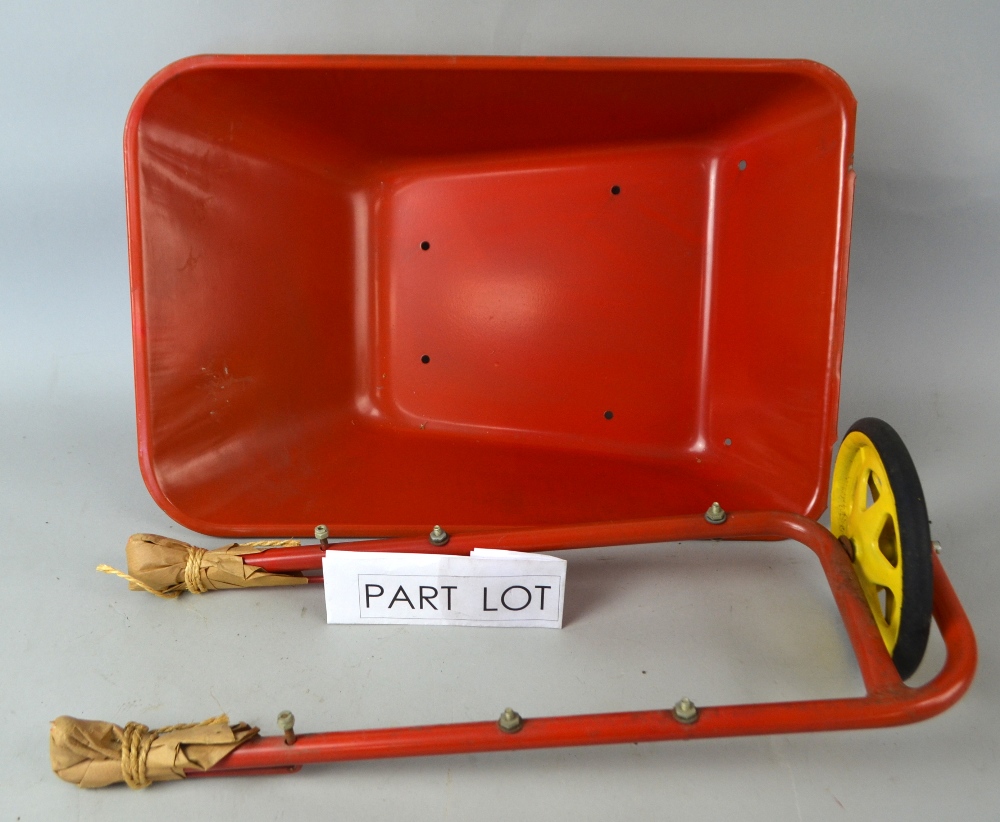 Triang Toys child's metal wheelbarrow and two sack barrows (3)