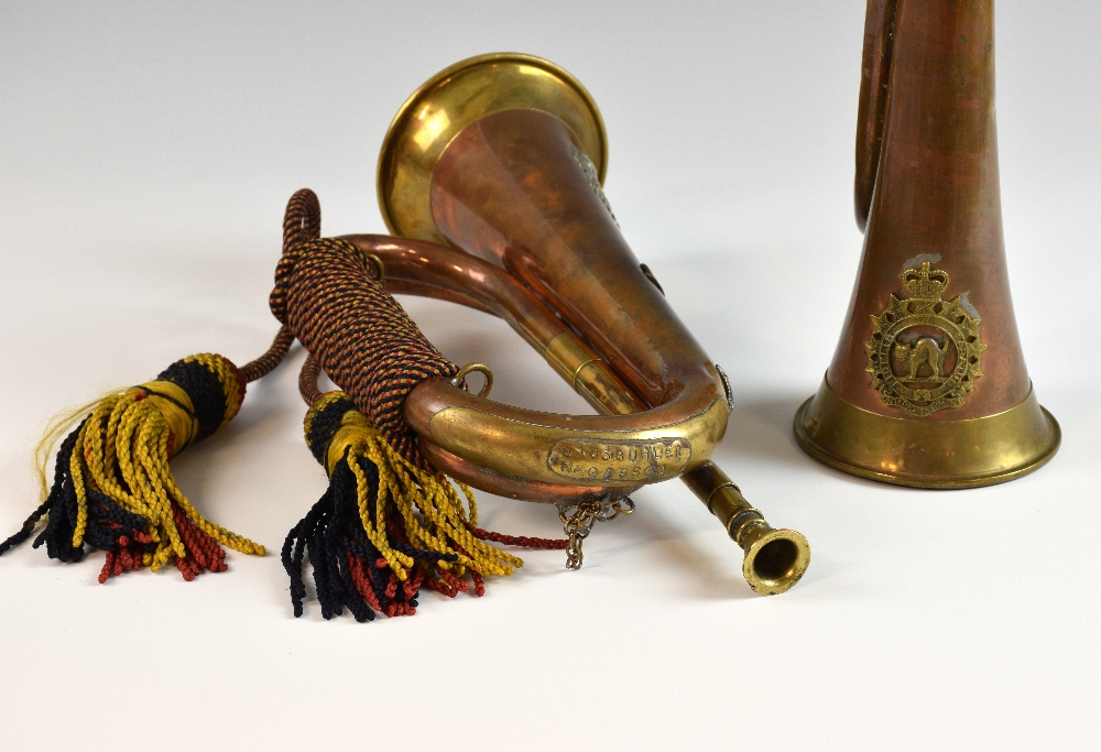 Argyll & Sutherland Highlanders regimental bugle with applied plate ...