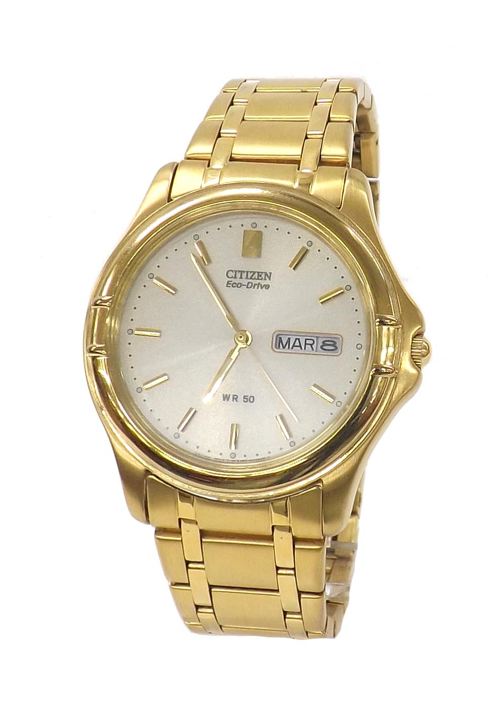 Citizen Eco-Drive WR 50 gold plated gentleman's bracelet watch, E101 ...