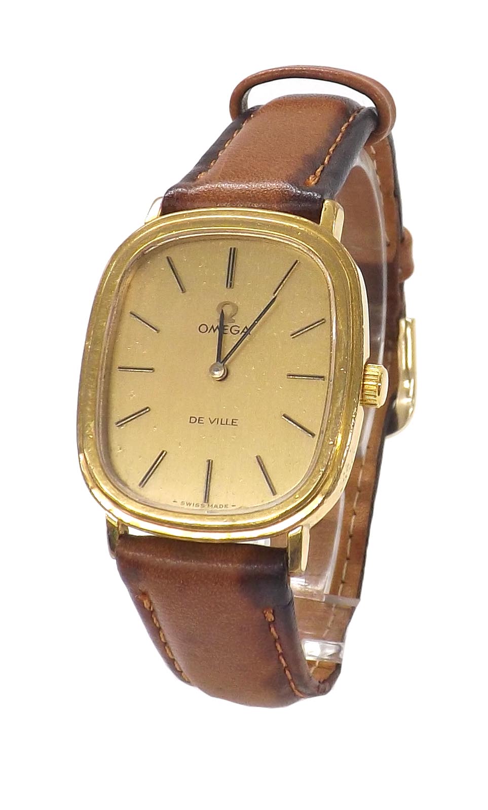 Omega De Ville rectangular gold plated and stainless steel gentleman's ...