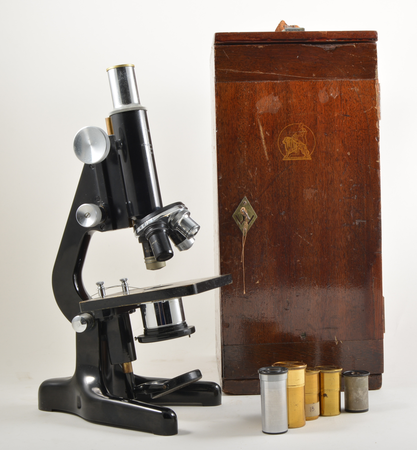 W. Watson and Sons microscope "Kima" in case, reg number 108768.