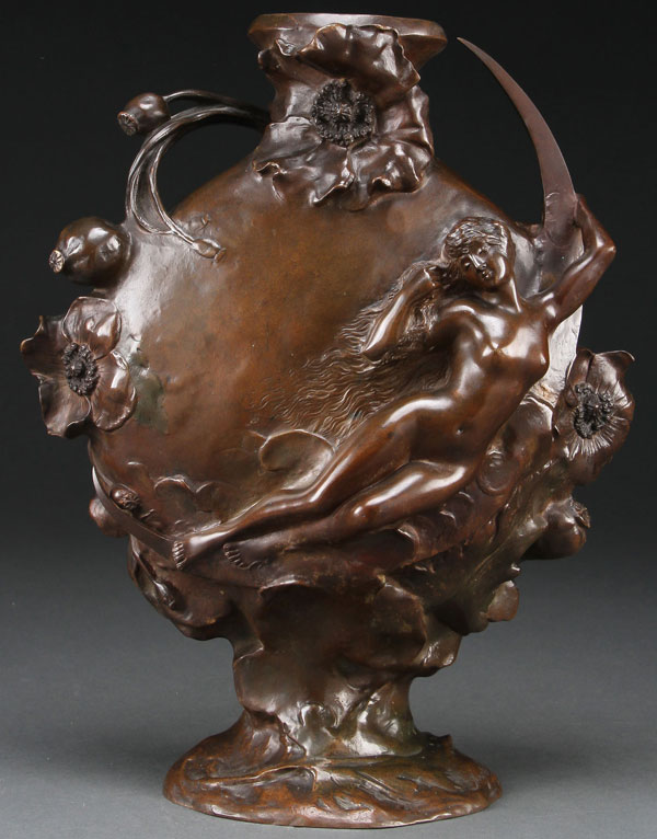 JULES JOUANT(French 1882-1921) Art Nouveau Vase with Nude Amidst ...