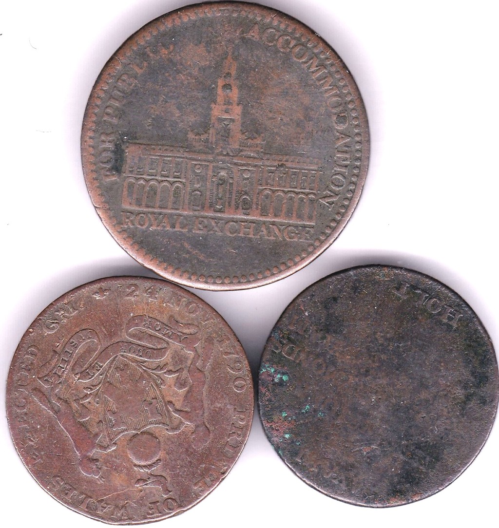 Tokens London Half Pence Tokens - 1795 Newgate Prison, 1790 Masonic and ...