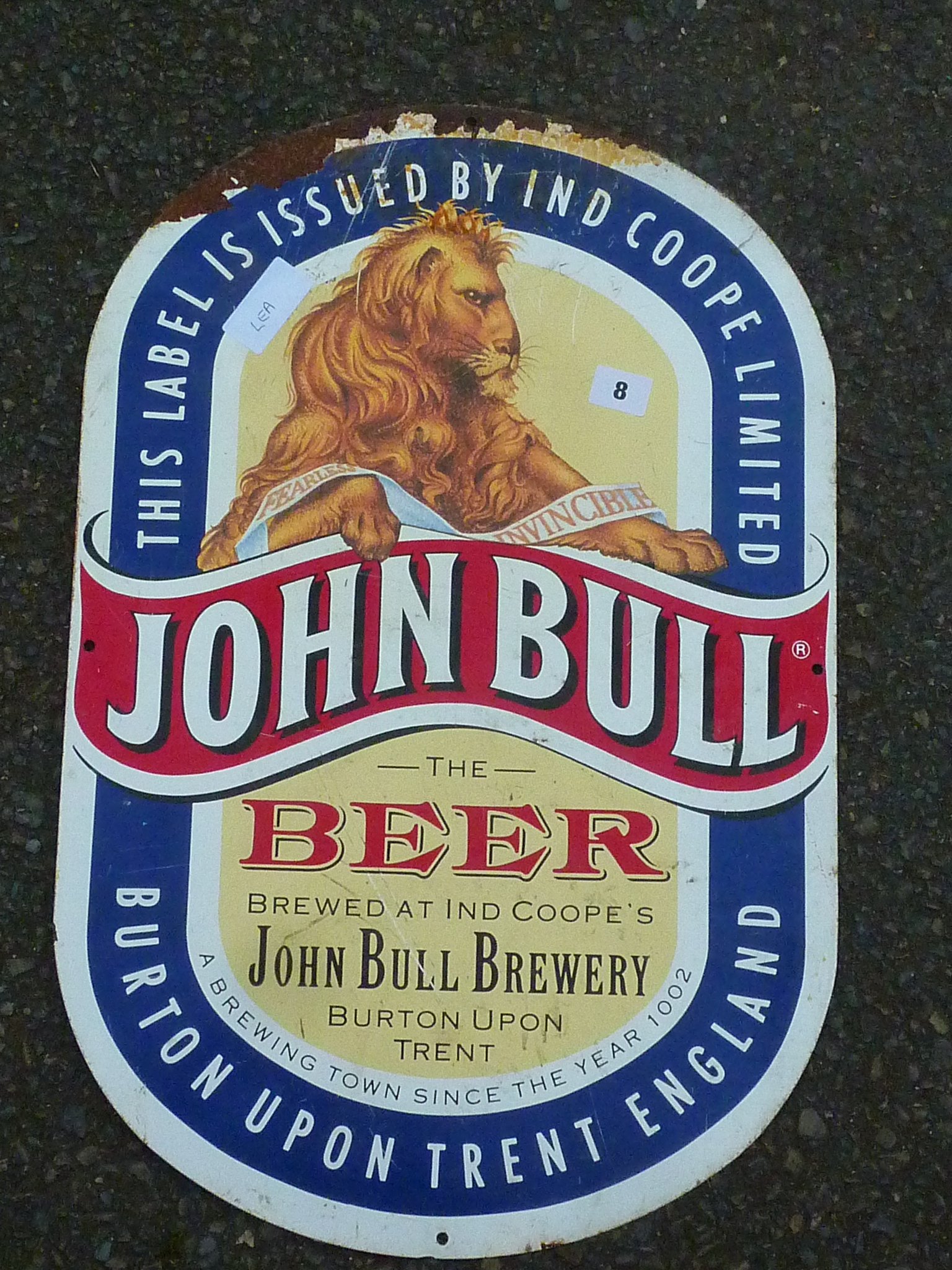 JOHN BULL BEER ENAMELLED SIGN