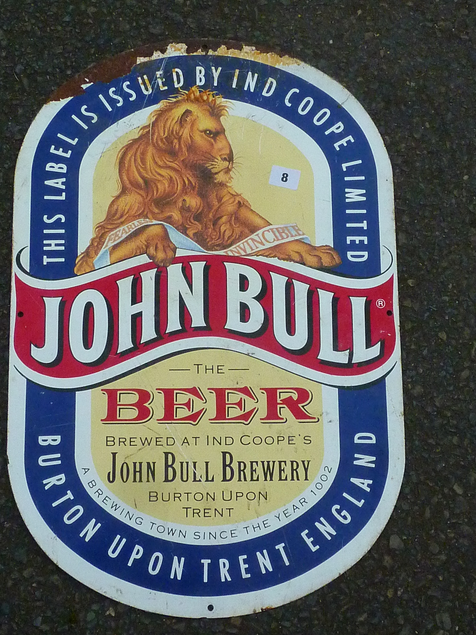 JOHN BULL BEER ENAMELLED SIGN