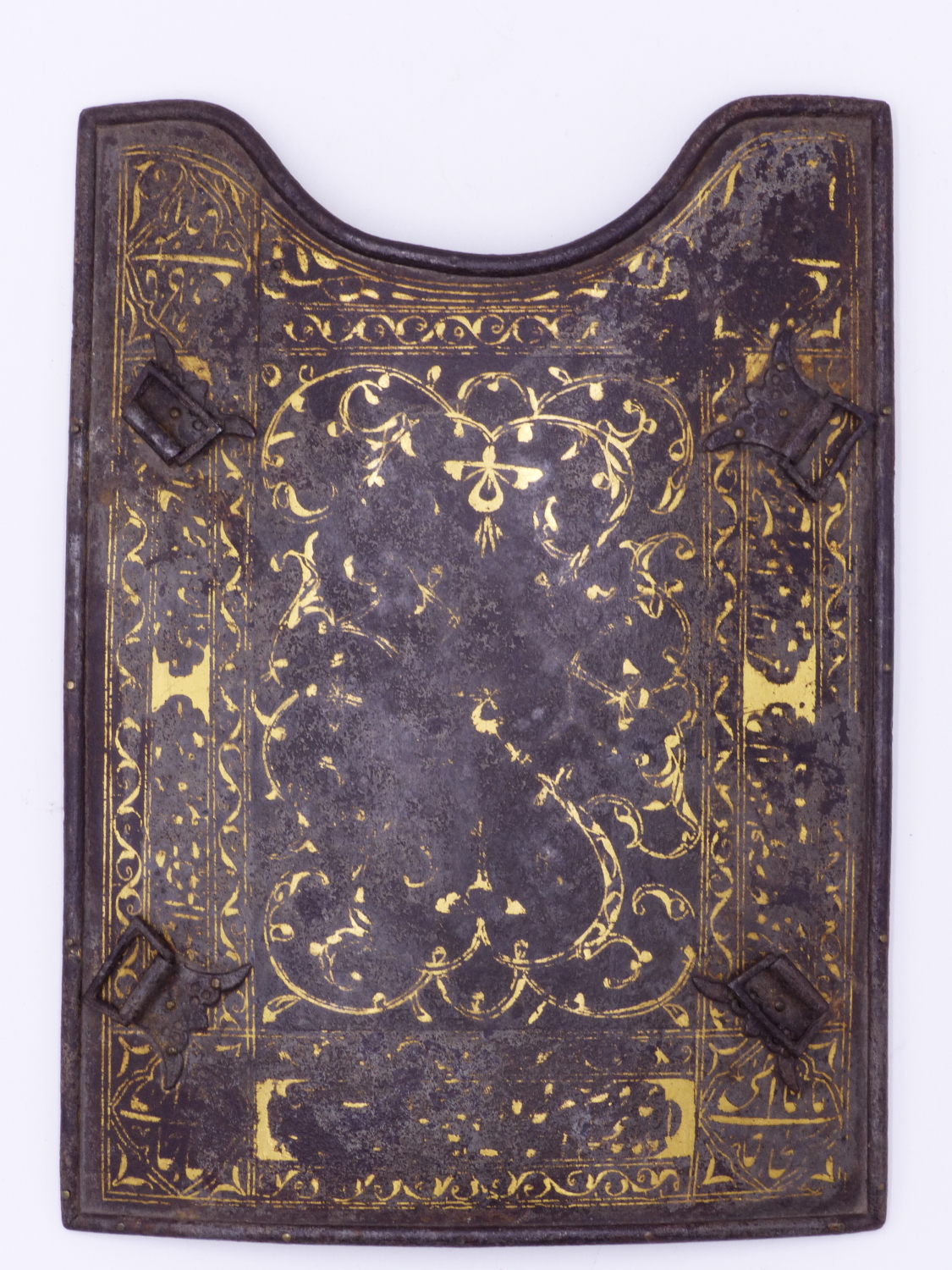A GOOD INDO PERSIAN SAFAVID CHAR-AINA ARMOUR SIDE PLATE DECORATED IN ...