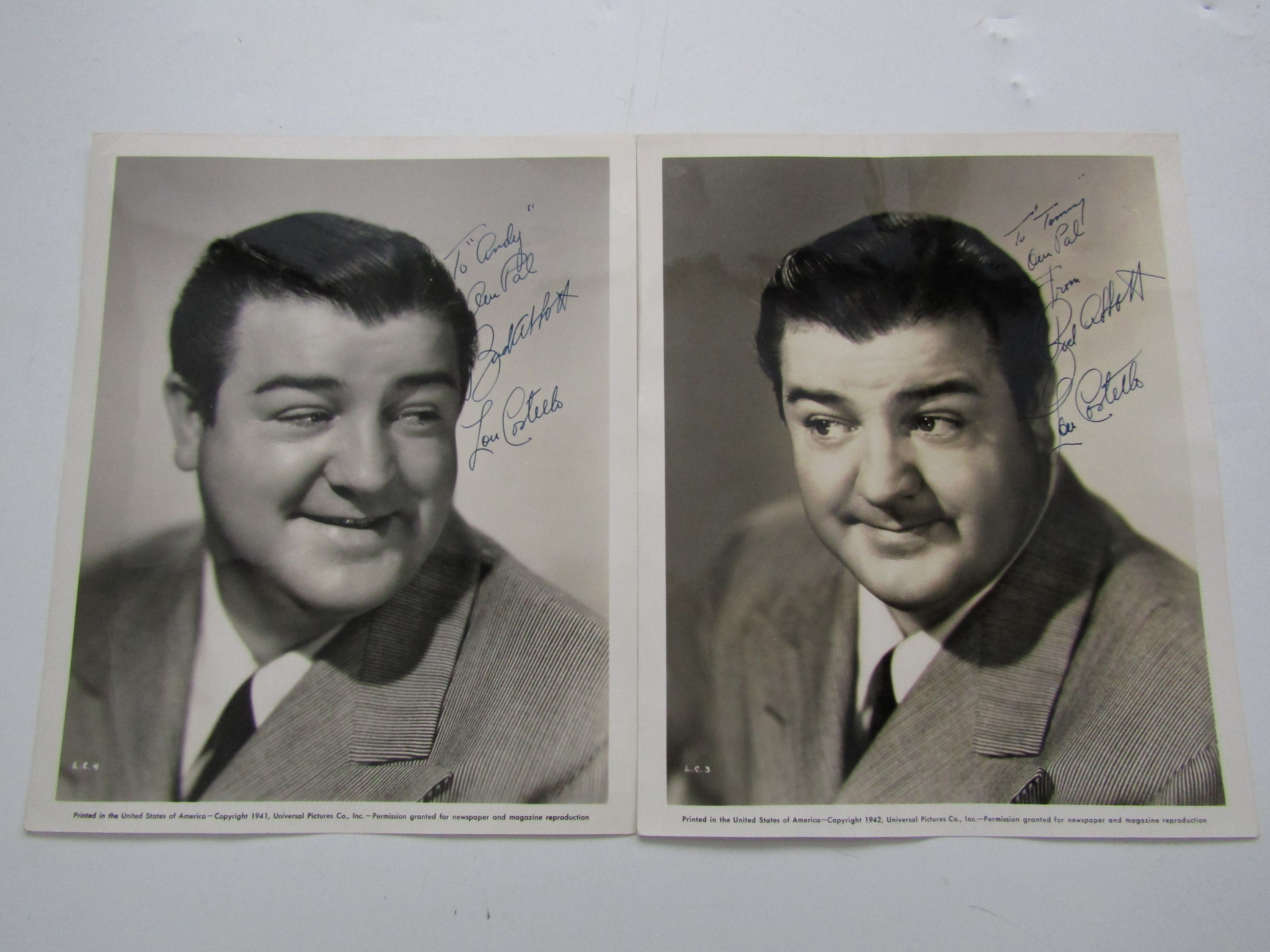 [Autograph] Bud Abbott (1897-1974) and Lou Costello (1906-1959) Two ...