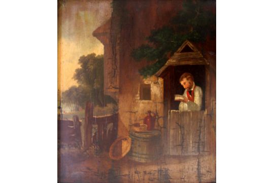 FOLLOWER OF RICHARD WESTALL, RA (1765-1836) A VILLAGE PRIEST READING AT ...