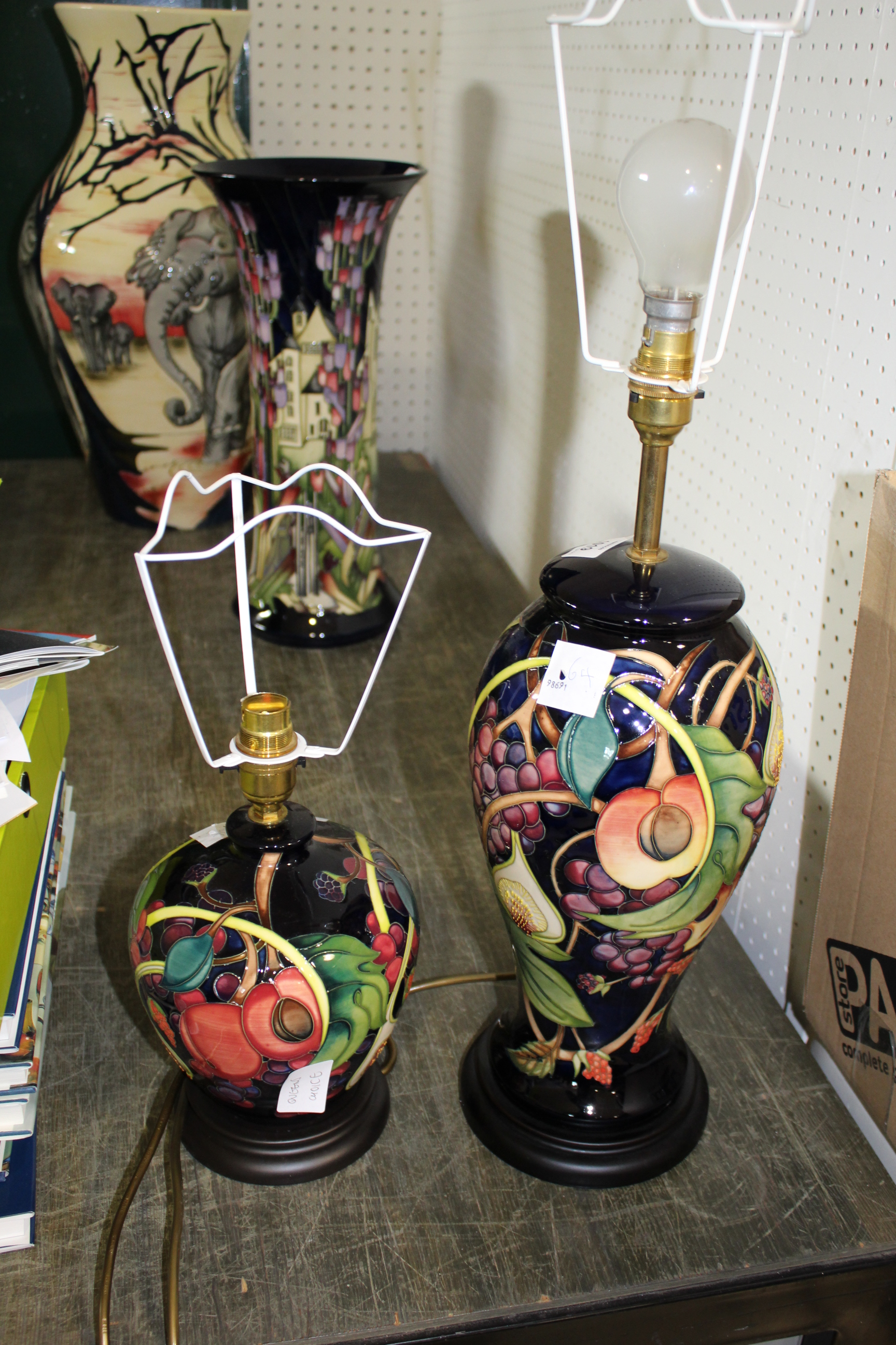 TWO MOORCROFT LAMPS two modern Moorcroft lamps in the Queens Choice ...