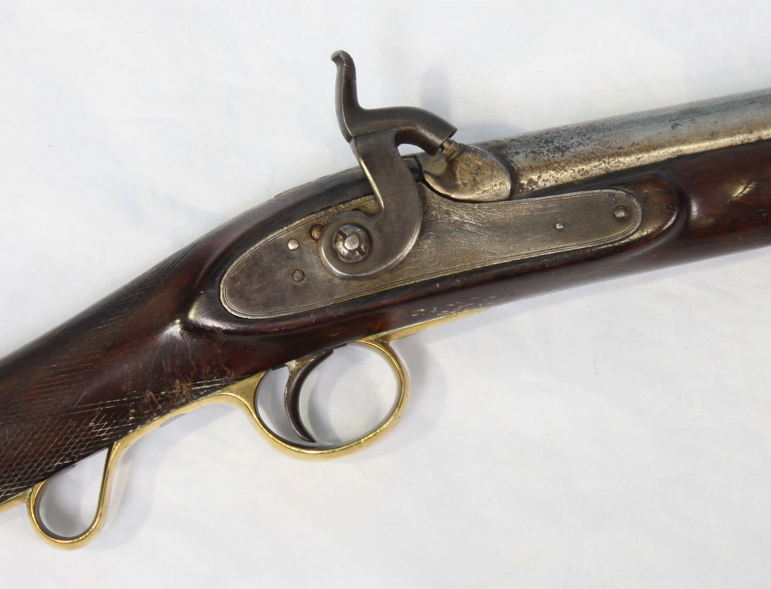A 19th century 11-bore percussion lock carbine musket, 25 3/4-inch ...