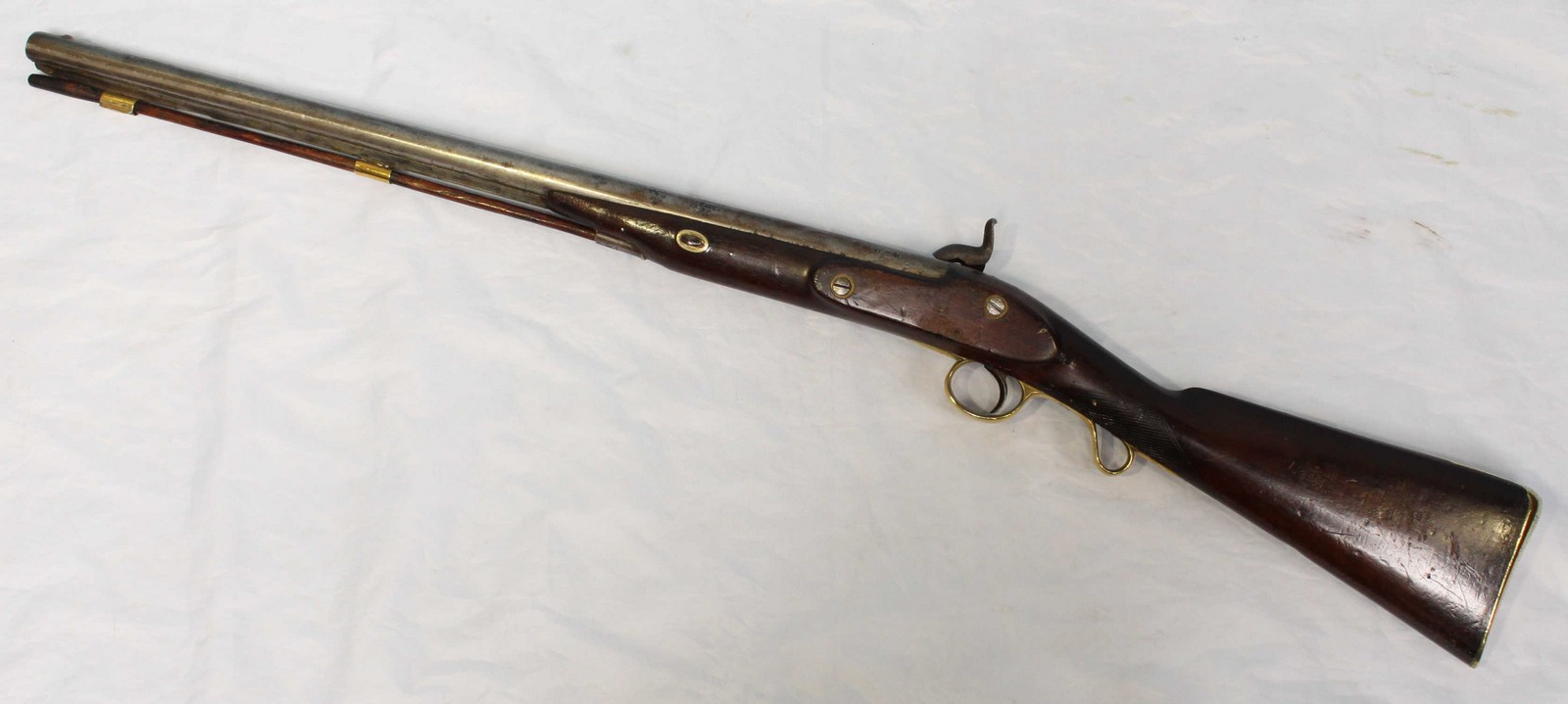 A 19th century 11-bore percussion lock carbine musket, 25 3/4-inch ...