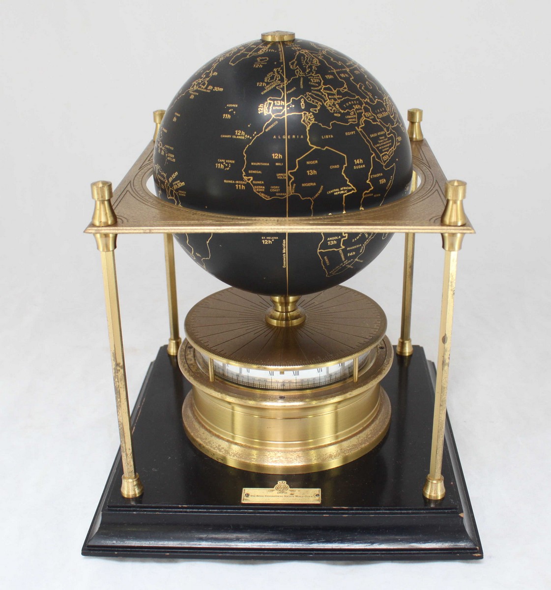 A Royal Geographical Society World Clock, with movement by Arthur Imhof ...