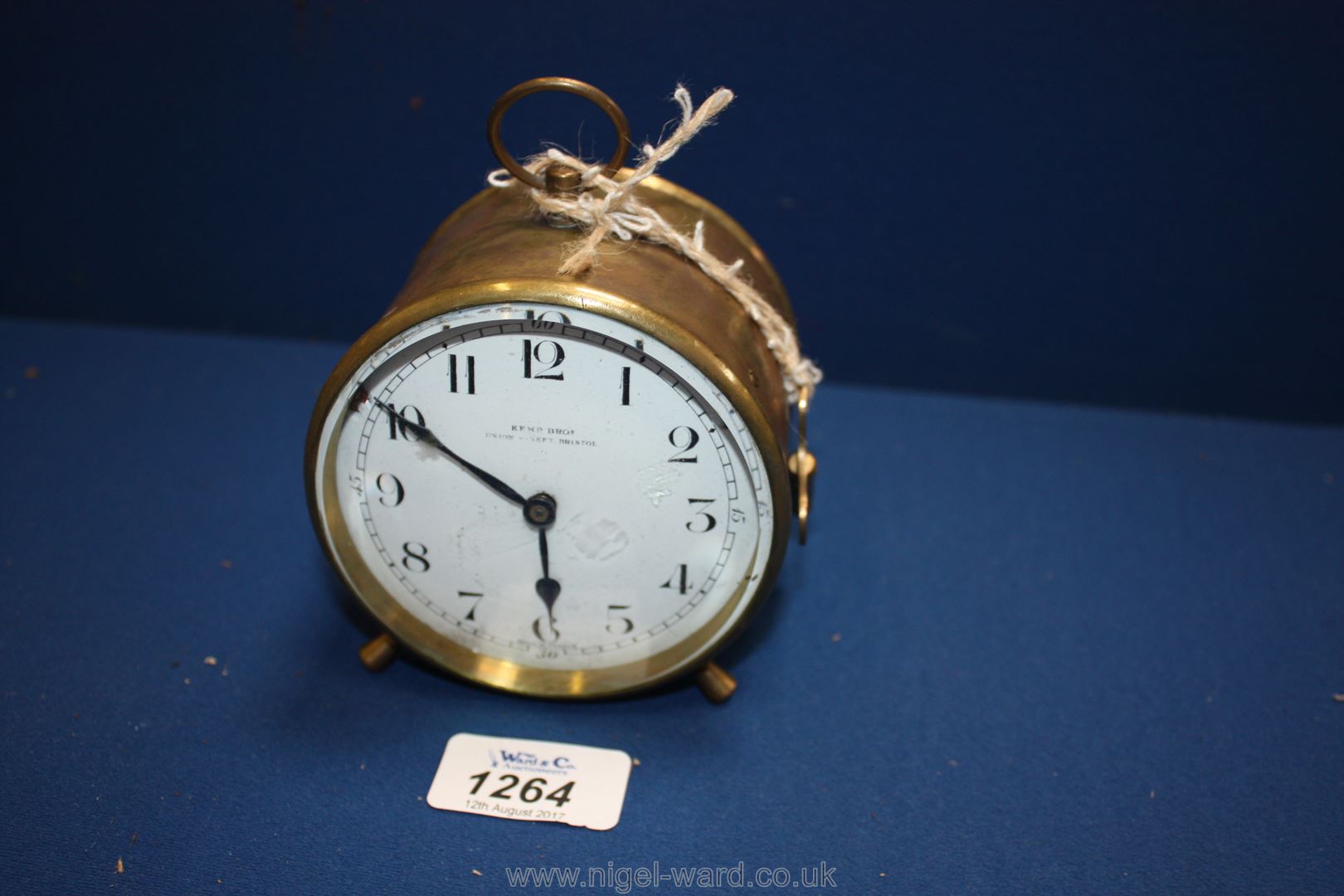 A Great Western Railway brass drum Clock by Kemp Bros., Bristol stamped ...
