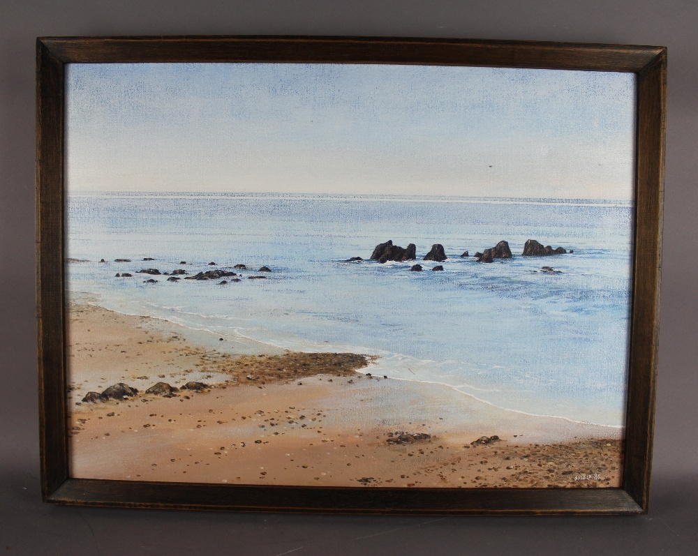 Peter Liddle - Acrylic - 'Killantringan Low Tide, 45cm x 61cm, signed ...