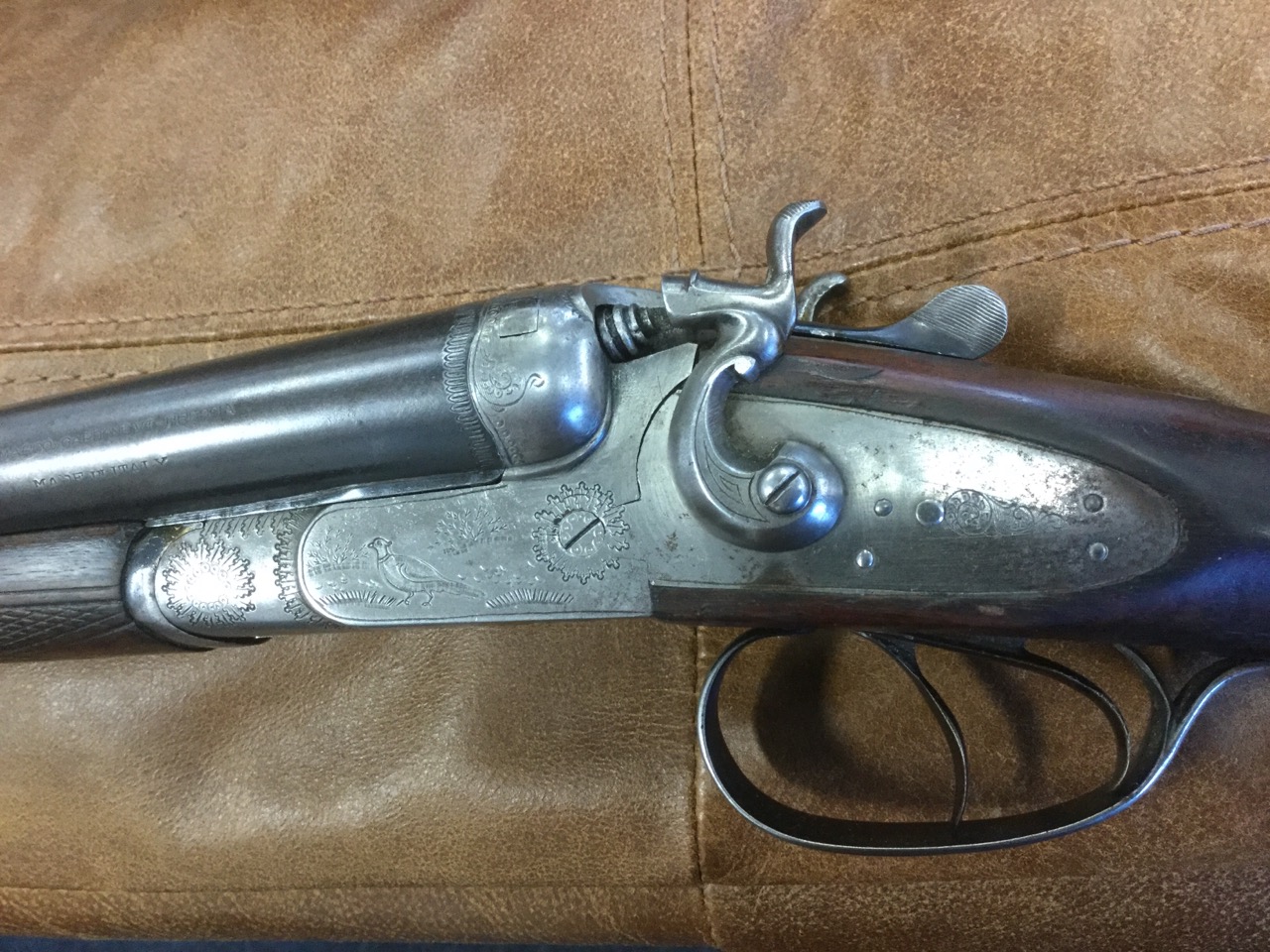 An Italian Gardone side-by-side 12bore shotgun, the hammer weapon with ...