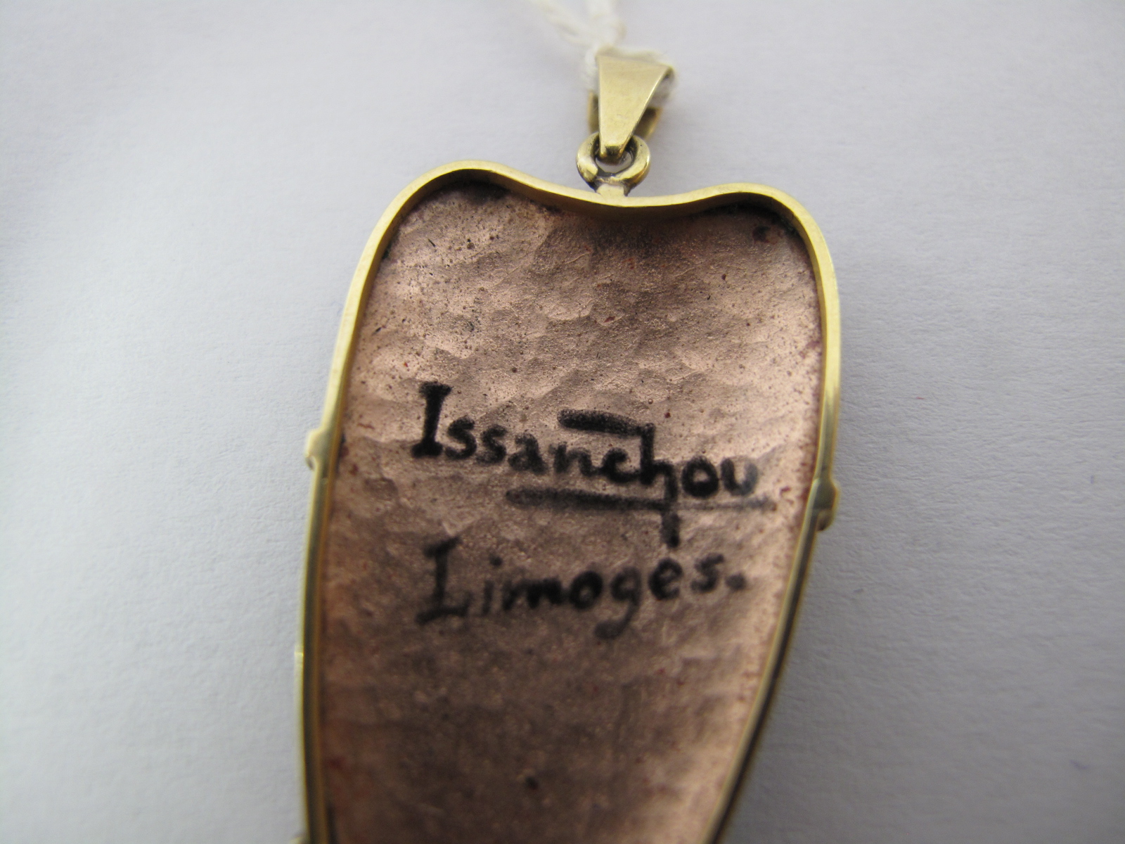 Issanchou Limoges; An Art Nouveau Enamel Pendant, depicting a Pre ...