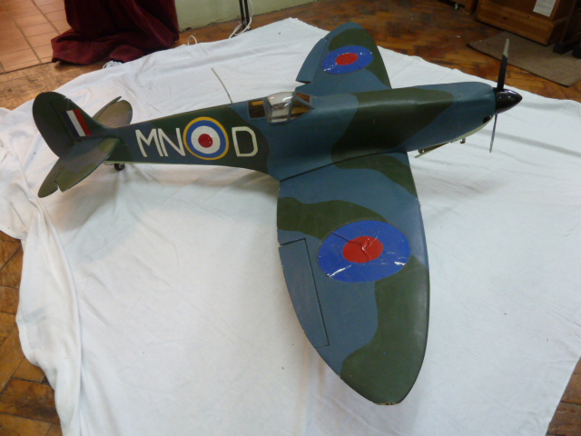 Radio controlled model Spitfire approximately 63" wingspan complete ...