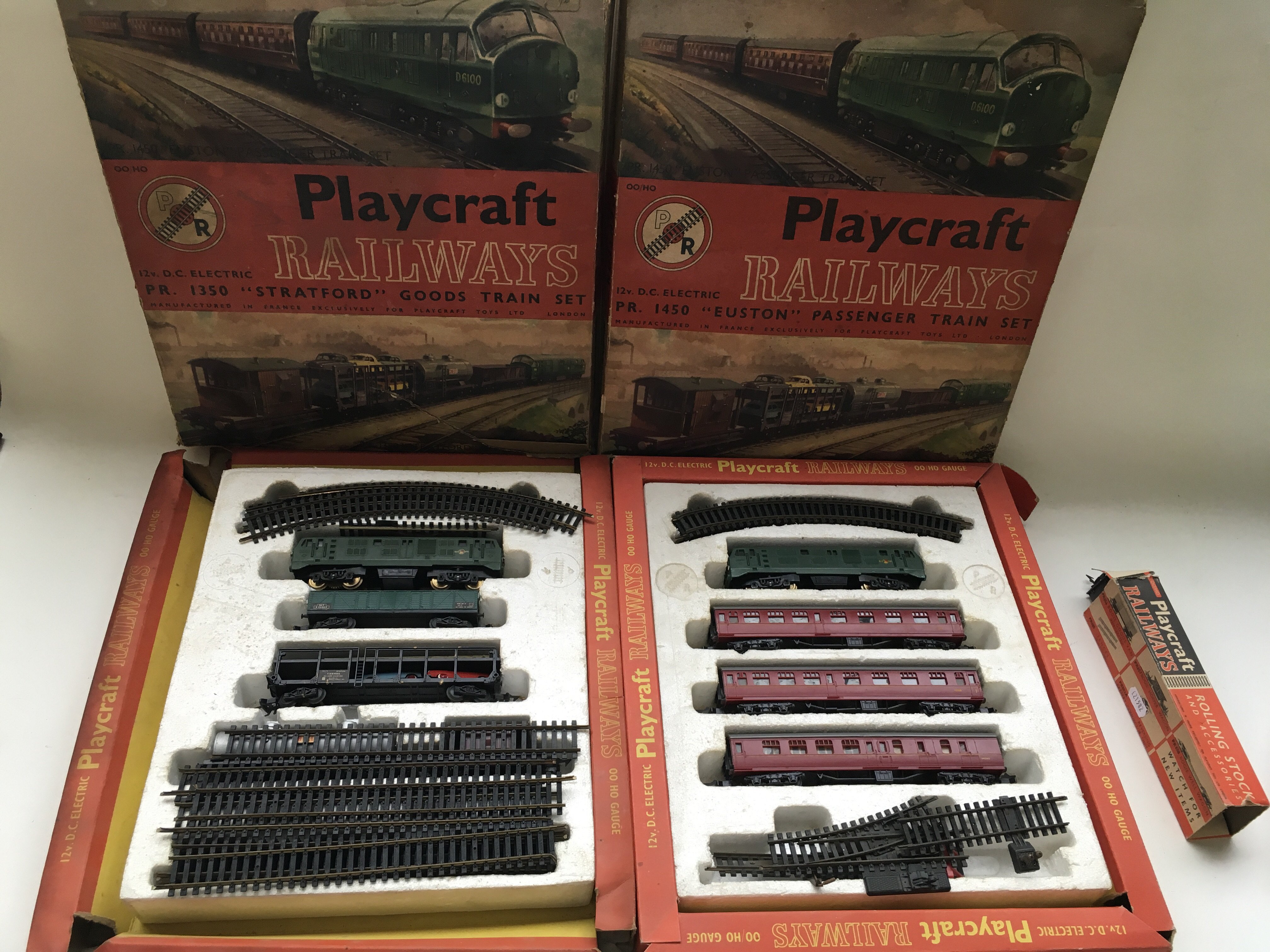 2 boxed Playcraft railway sets, a PR 1450 Euston passenger train set ...
