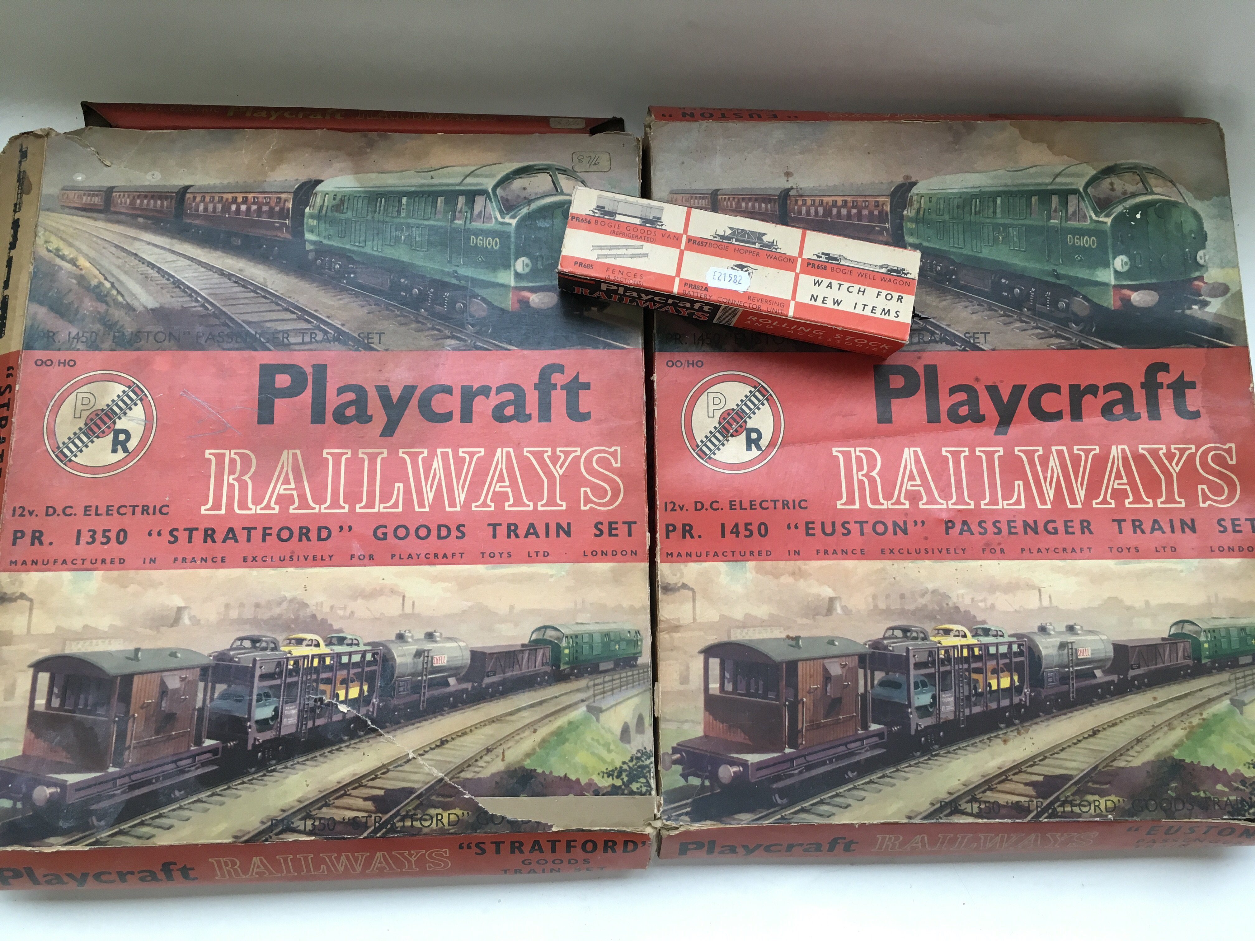 2 boxed Playcraft railway sets, a PR 1450 Euston passenger train set ...