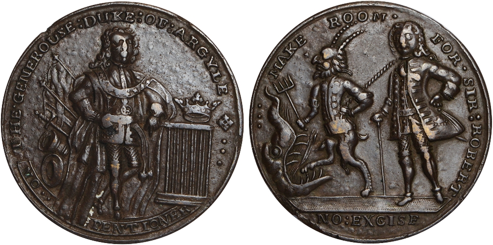 British Commemorative Medals, The Duke of Argyll and Sir Robert Walpole ...