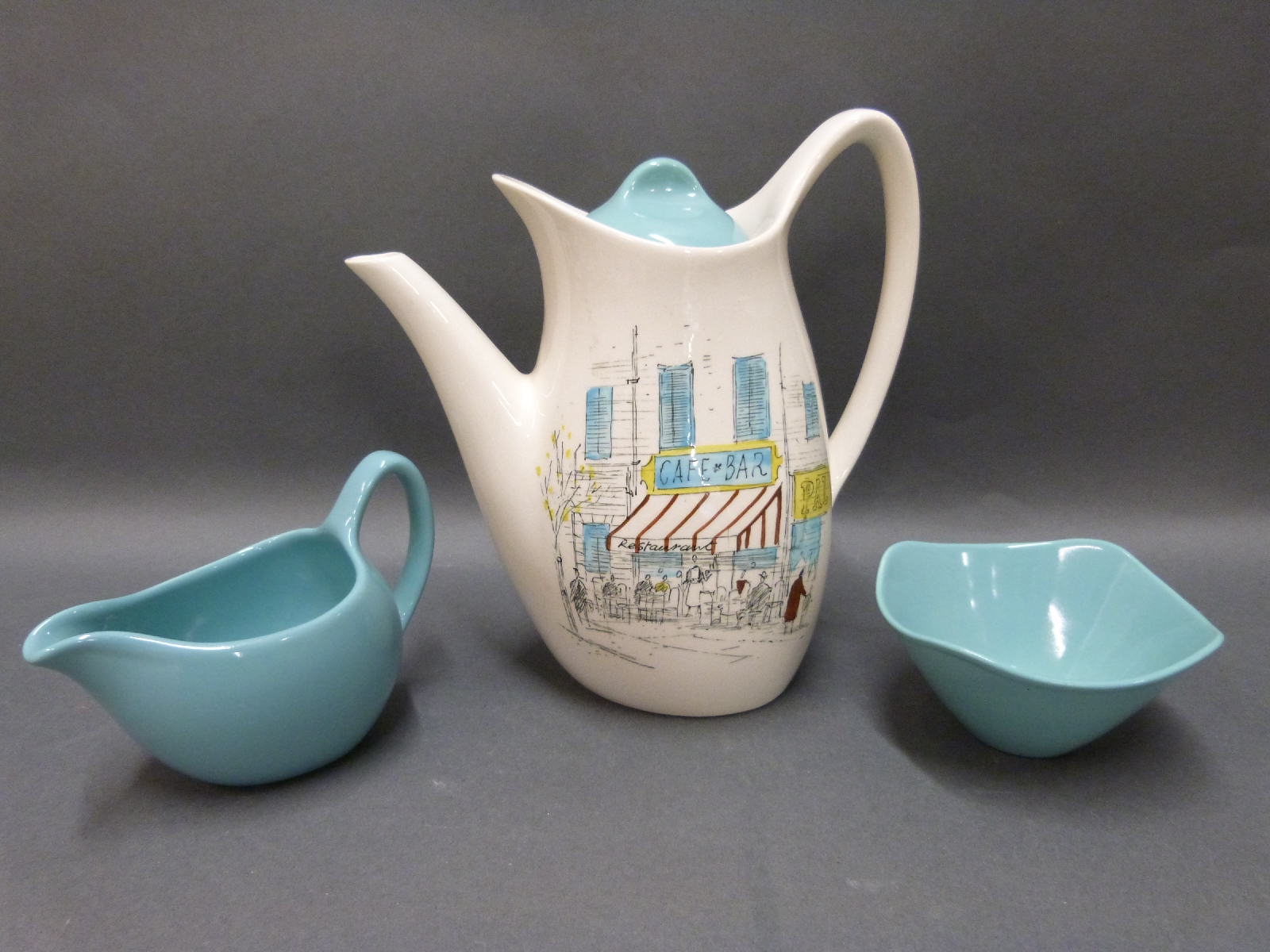 Midwinter Stylecraft tea set in Cannes pattern by Hugh Casson
