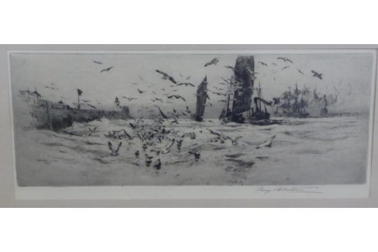 Percy Robertson A.R.E (1868-1934) ''The Harbour Entrance, Aberdeen ...