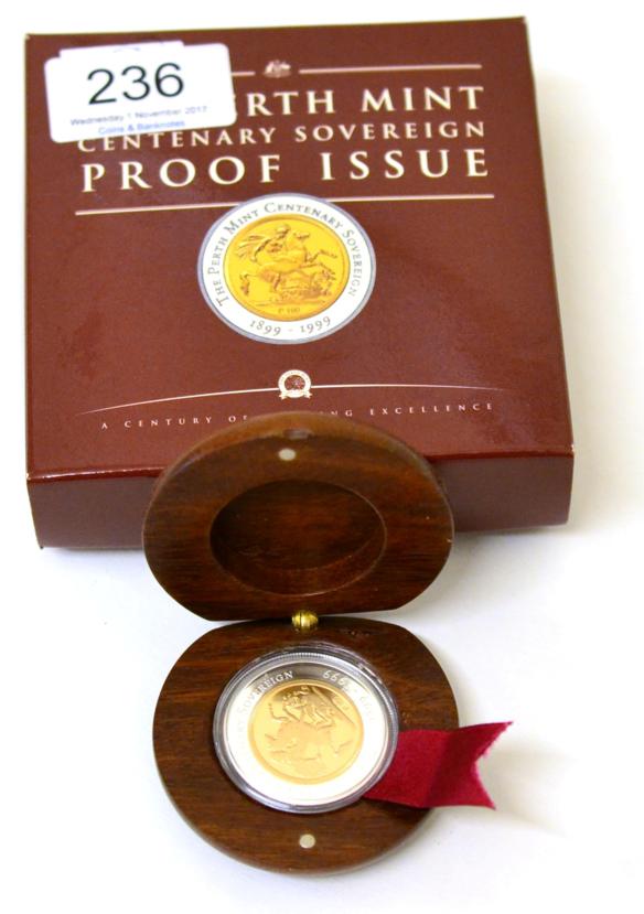 Australia Proof Sovereign 1999 'Perth Mint Centenary 1899-1999,' a ...