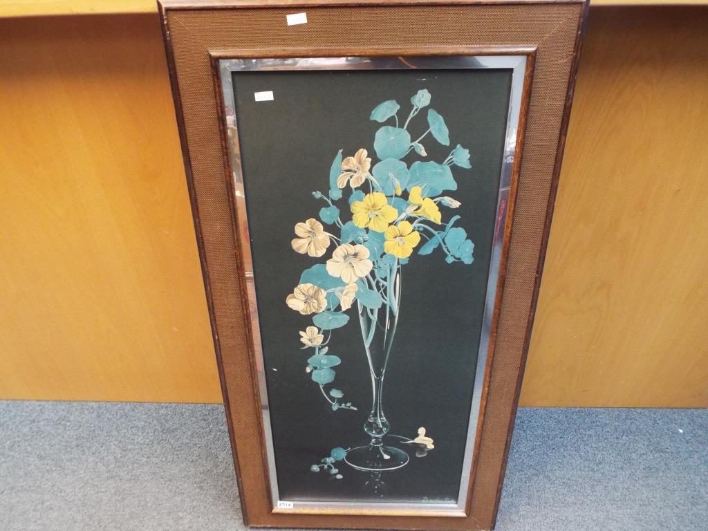 A framed print by Barbara Tate depicting flowers in a vase, image size ...