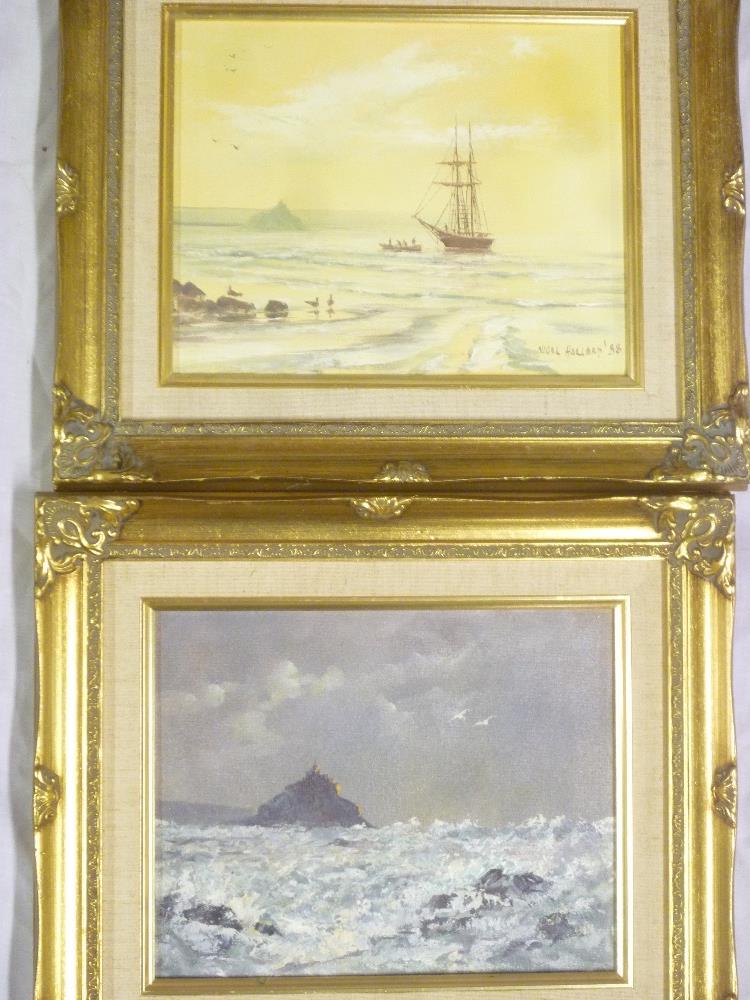 Nigel Hallard - oils on canvases A two masted schooner in Mounts Bay ...