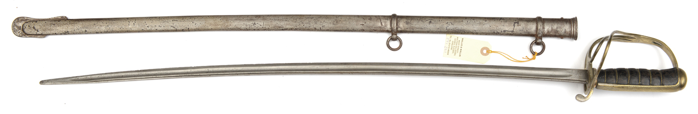A composite sword, slender curved fullered blade 32”, with back fuller ...
