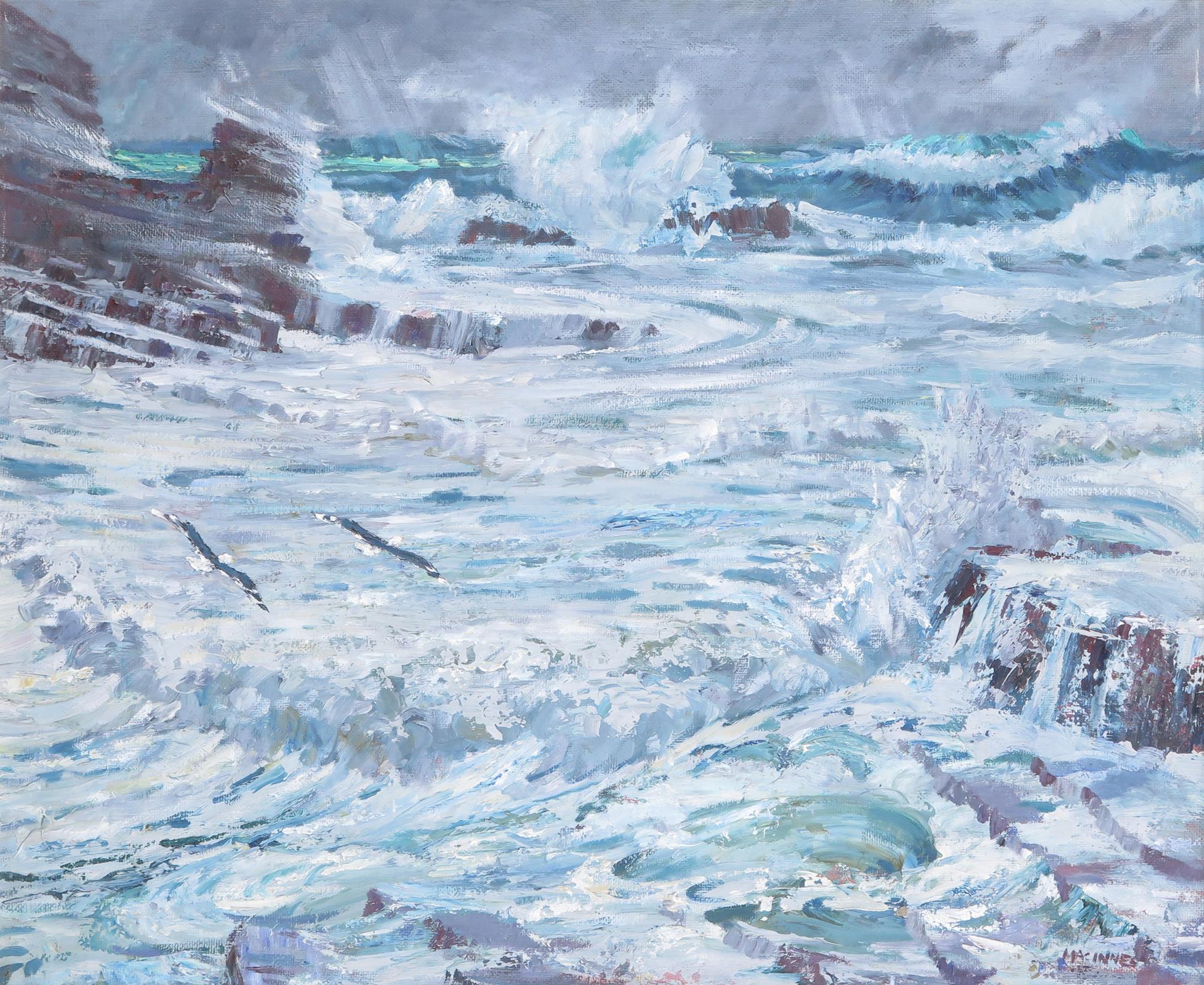 Ian MacInnes (Scottish 1922-2003) Full Gale Signed Oil on canvas board ...