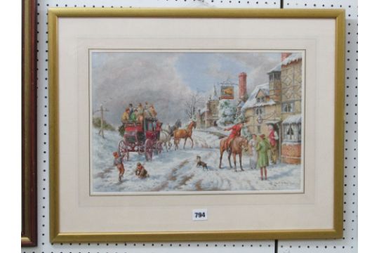 An early 20th century watercolour by H. Murray showing a snow covered ...