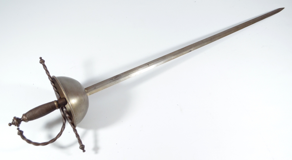A home-made cup hilt rapier, with wrythen twist cross and knuckle guard ...
