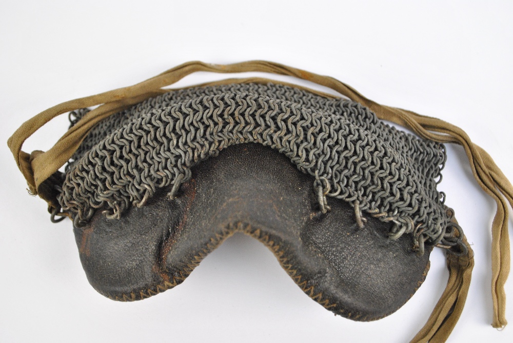 A rare WWI British tank crew splatter mask with ring loop chainmail ...